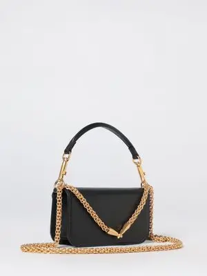 Valentino Garavani Leather Mini Bag With Gold Tone Vlogo - Black