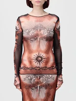 JEAN PAUL GAULTIER Safe Sex Tattoo Re-edition' Printed Tulle Top