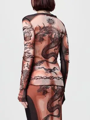 JEAN PAUL GAULTIER Safe Sex Tattoo Re-edition' Printed Tulle Top