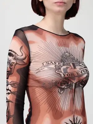 JEAN PAUL GAULTIER Safe Sex Tattoo Re-edition' Printed Tulle Top