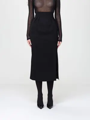 MUGLER Wool Midi Skirt - Black