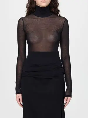 MUGLER Lyocell Turtleneck Top - Black