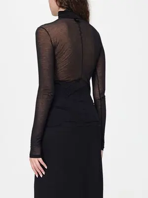 MUGLER Lyocell Turtleneck Top - Black