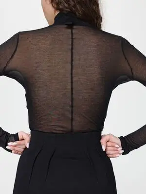 MUGLER Lyocell Turtleneck Top - Black