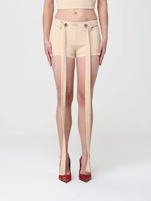 JEAN PAUL GAULTIER Ribbed Shorts With Tie Detail - Nude