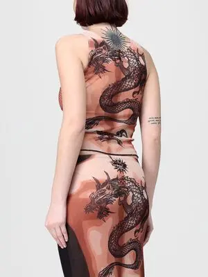 JEAN PAUL GAULTIER The Safe Sex Tattoo Reedition" Printed Tulle Top