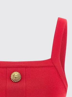 Balmain Cropped Knit Top With Embellished Buttons - Fuchsia