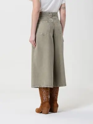 Pinko Cropped Wide-leg Jeans In Vintage Cotton Denim - Green