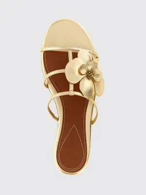 Zimmermann Orchid Laminated Leather Sandals With Floral Appliqu - Gold