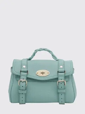 Mulberry Mini Alexa Hammered Leather Handbag With Braided Handle - Blue