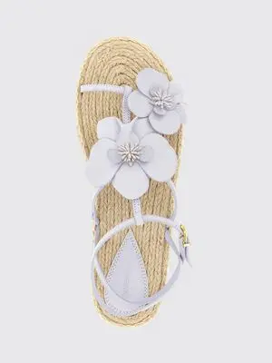 Zimmermann Orchid Leather Wedge Sandal With Floral Applications - Violet