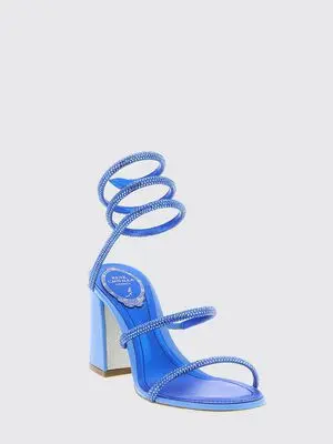 Rene Caovilla Cleo Crystal Embellished Satin Sandals - Blue