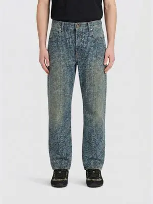 Balmain Monogrammed Straight Leg Jeans - Grey
