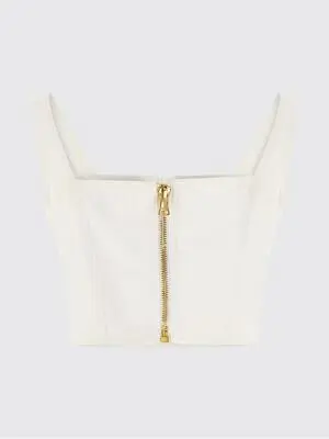 Balmain Cropped Top With Button Detail - White
