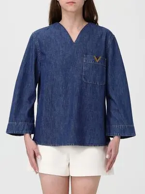 Valentino Garavani V-neck Denim Top - Blue