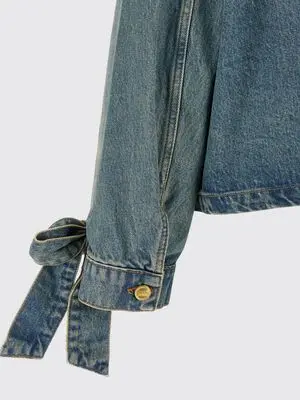 GANNI Denim Jacket With Bow Detailing - Blue