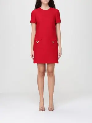 Valentino Garavani Vlogo Virgin Wool And Silk Mini Dress - Red