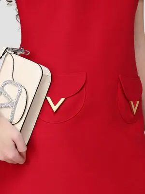 Valentino Garavani Vlogo Virgin Wool And Silk Mini Dress - Red