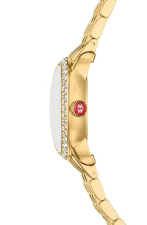 Michele Serein Oval Diamond & Mother-of-pearl Bracelet Watch - Gold