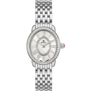 Michele Serein Oval Diamond And Mother-of-pearl Bracelet Watch - Silver