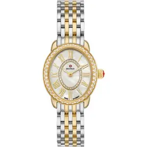 Michele Serein Oval Diamond And Mother-of-pearl Bracelet Watch - Two-tone