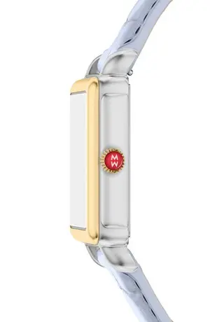Michele Deco Park Two-tone Mother-of-pearl Leather Strap Watch - Blue