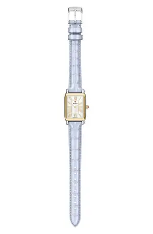 Michele Deco Park Two-tone Mother-of-pearl Leather Strap Watch - Blue