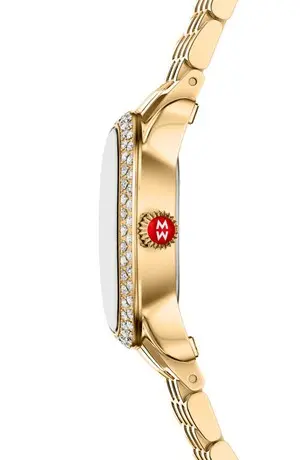 Michele Serein Oval Diamond Bracelet Watch - Gold
