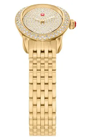 Michele Serein Oval Diamond Bracelet Watch - Gold