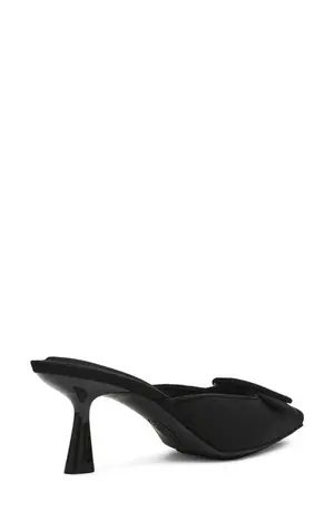 Anne Klein Cassia Buckled Kitten Heel Mules - Black Microsuede