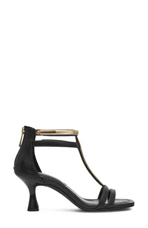 Anne Klein Juliet T-strap Sandals - Black Smooth