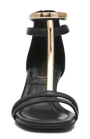 Anne Klein Juliet T-strap Sandals - Black Smooth