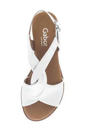 Gabor Ankle Strap Wedge Sandal - White