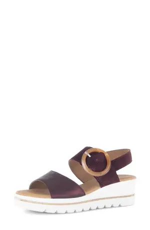 Gabor Quarter Strap Wedge Sandal - Mulberry