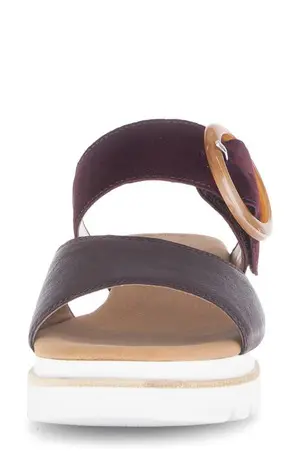 Gabor Quarter Strap Wedge Sandal - Mulberry