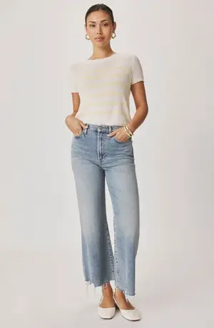 Splendid Emerson Stripe Short Sleeve Sweater - Shell/honeysuckle