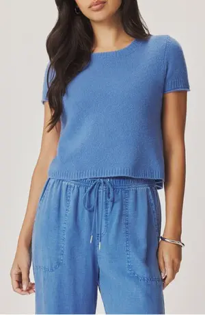 Splendid Emerson Short Sleeve Sweater - Perfect Blue