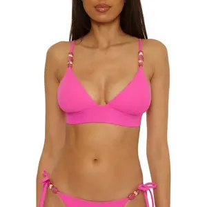 BECCA® By Rebecca Virtue Ribbed Halter Bikini Top - Rose Berry