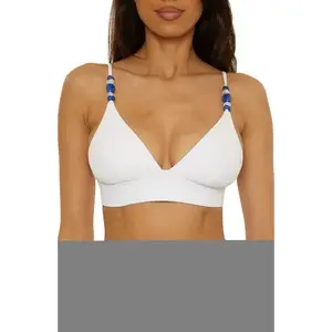 BECCA® By Rebecca Virtue Ribbed Halter Bikini Top - White