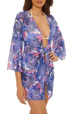 BECCA By Rebecca Virtue Lanai Mesh Cover-up Tunic - Purple Multi
