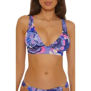 BECCA® By Rebecca Virtue Lanai Halter Bikini Top - Purple Multi