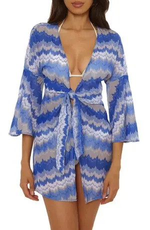 BECCA By Rebecca Virtue Santorini Long Sleeve Cover-up Tunic - Lapis Multi