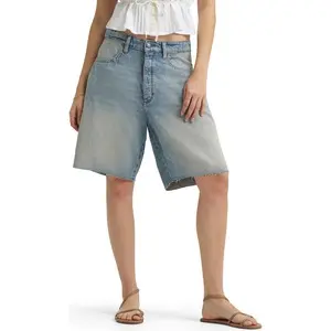 LEEM Darted Slouch Denim Bermuda Shorts - Warm Ocean