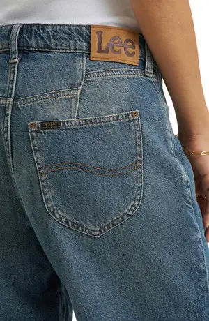 LEEM Darted Slouch Distressed Denim Bermuda Shorts - Heavy Rainfall