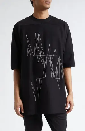 Moncler X Rick Owens Jumbo Embroidered Cotton T-shirt - Black