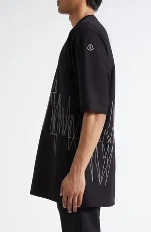 Moncler X Rick Owens Jumbo Embroidered Cotton T-shirt - Black