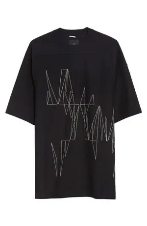 Moncler X Rick Owens Jumbo Embroidered Cotton T-shirt - Black