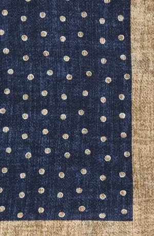 JACK VICTOR Thelon Dotted Silk Pocket Square - Navy