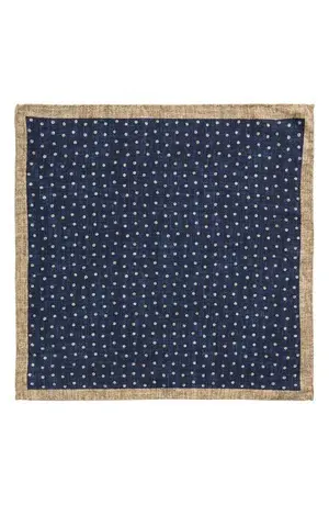 JACK VICTOR Thelon Dotted Silk Pocket Square - Navy