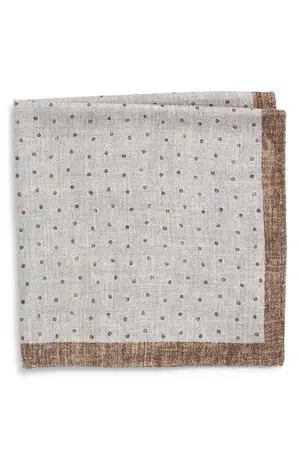 JACK VICTOR Thelon Dotted Silk Pocket Square Tan